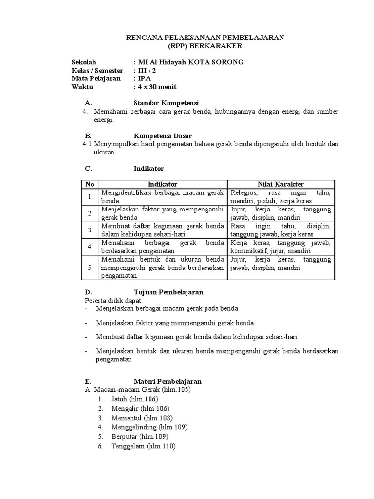 RPP Kelas 3 Semester 2 | PDF