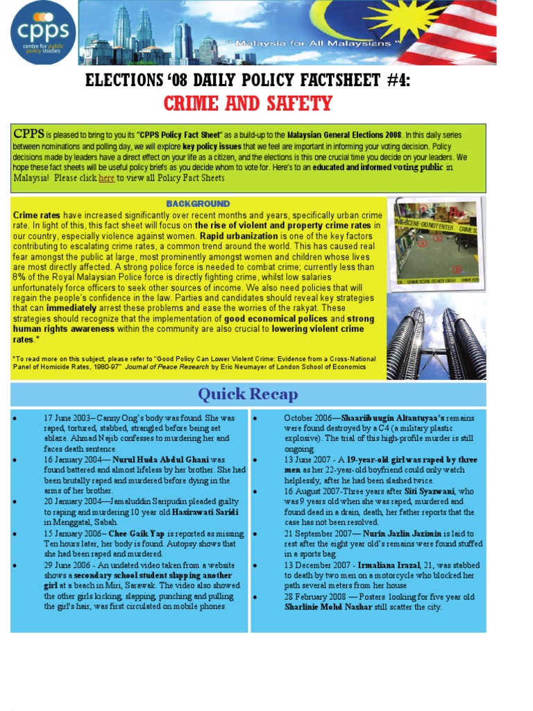 Crime and Safety: Elections 08 Daily Policy Factsheet #4 | PDF ...