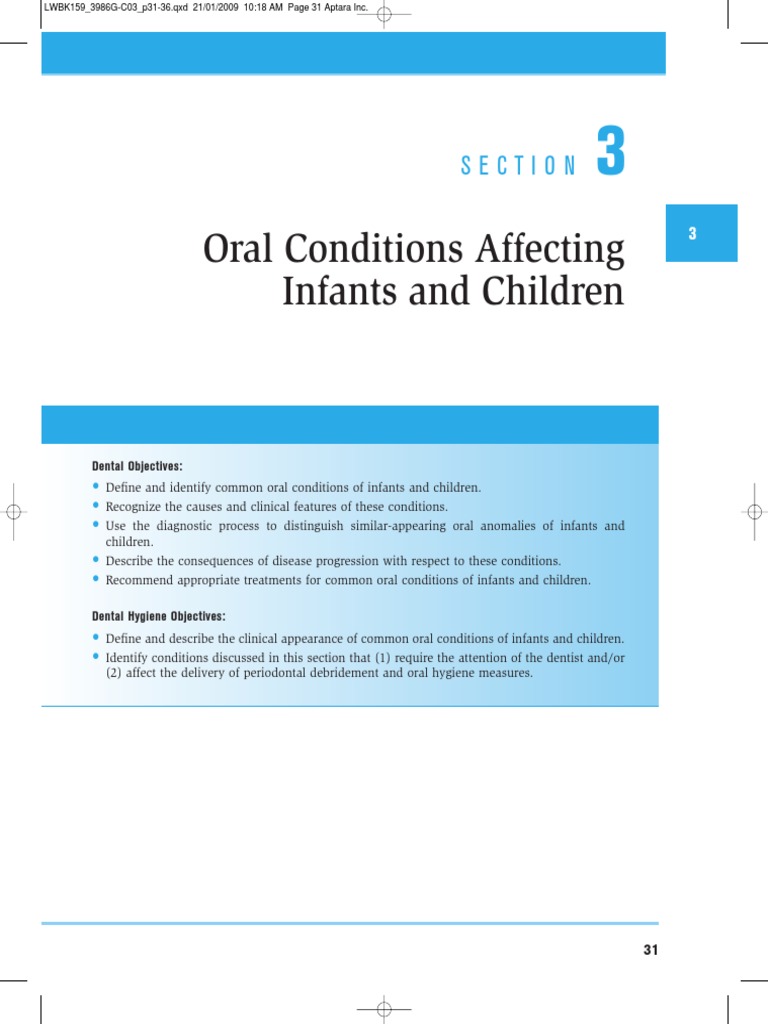 Oral Conditions Affecting Infants and Children: Section | PDF ...