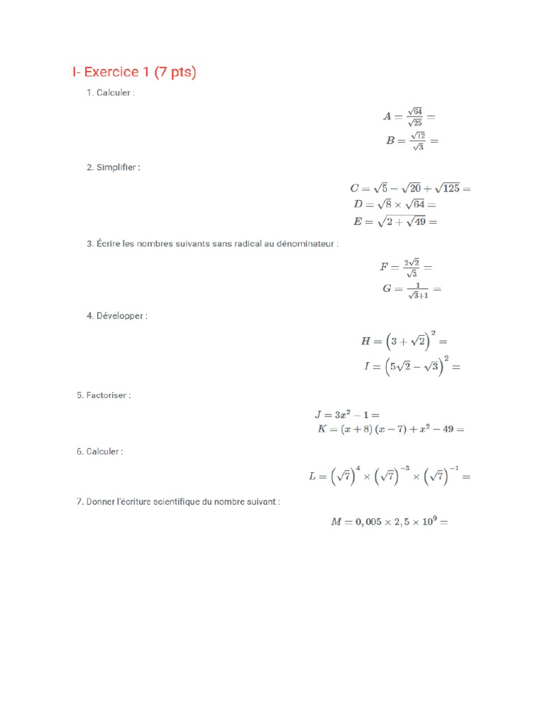Examen Local Mathématiques 3AC SEM1 Part1 | PDF