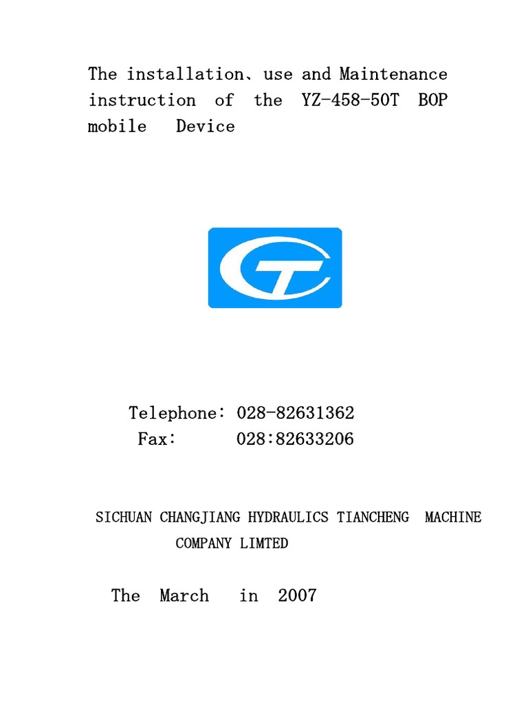 Bop Operation Manual | PDF | Valve | Pump