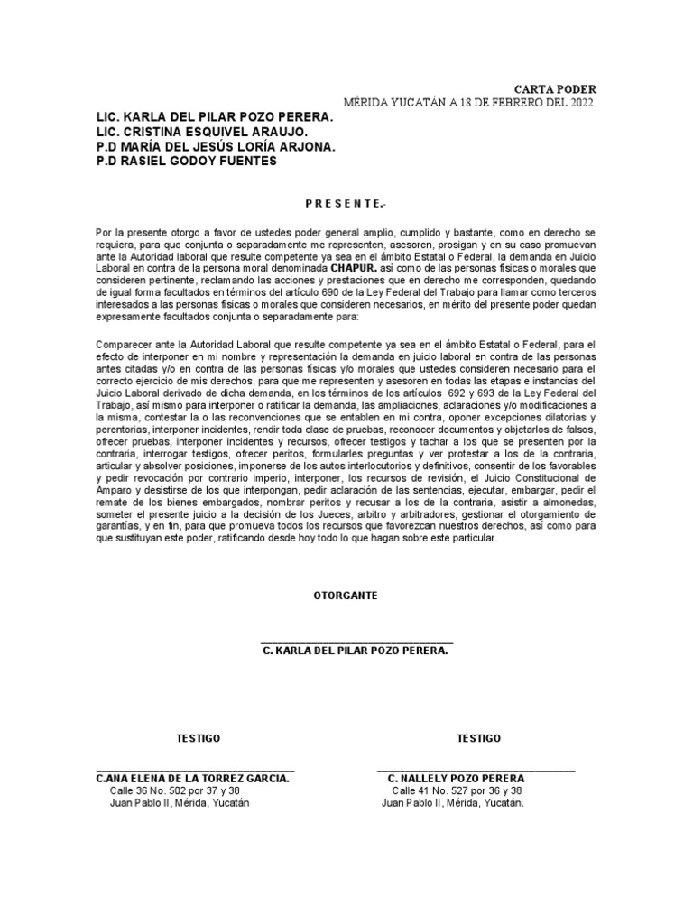 Carta Poder | PDF | Justicia | Crimen y violencia