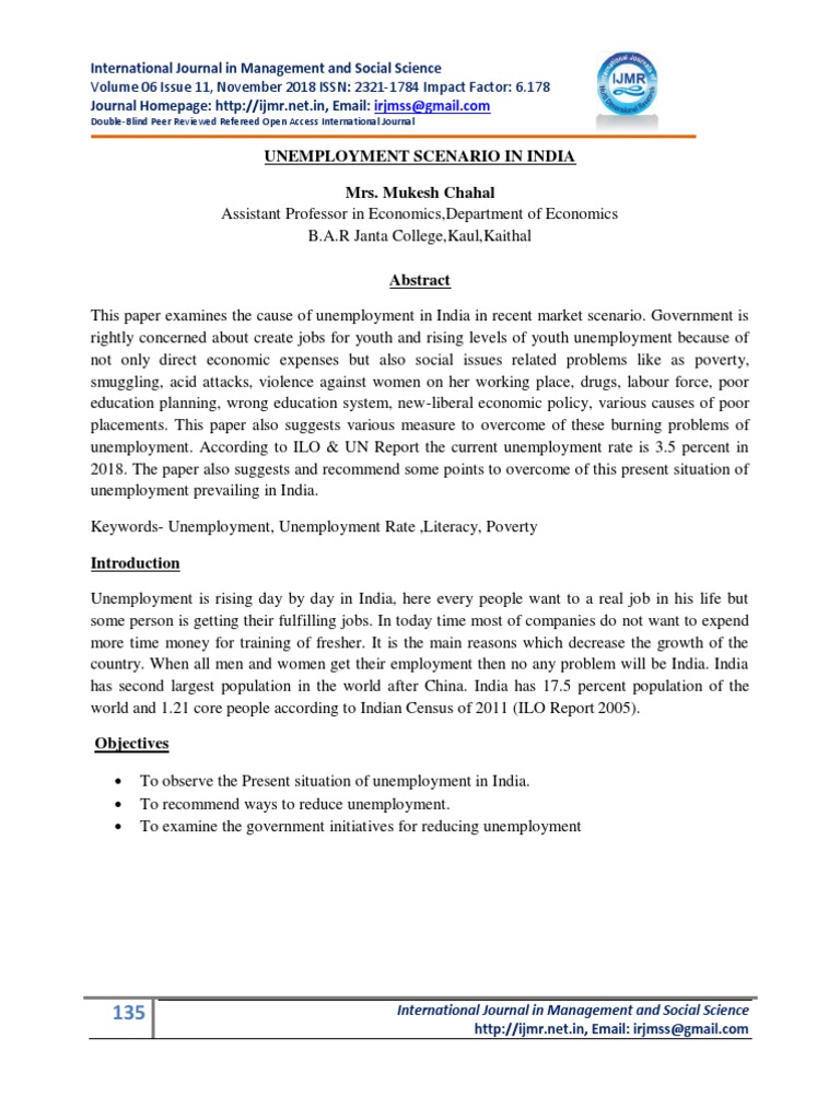 Unemployment Scenario in India | PDF | Unemployment | International ...