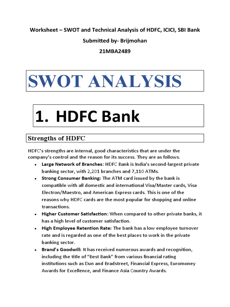 21MBA2489 Swot and Technical Analysis | PDF | Banks | Reserve Bank Of India