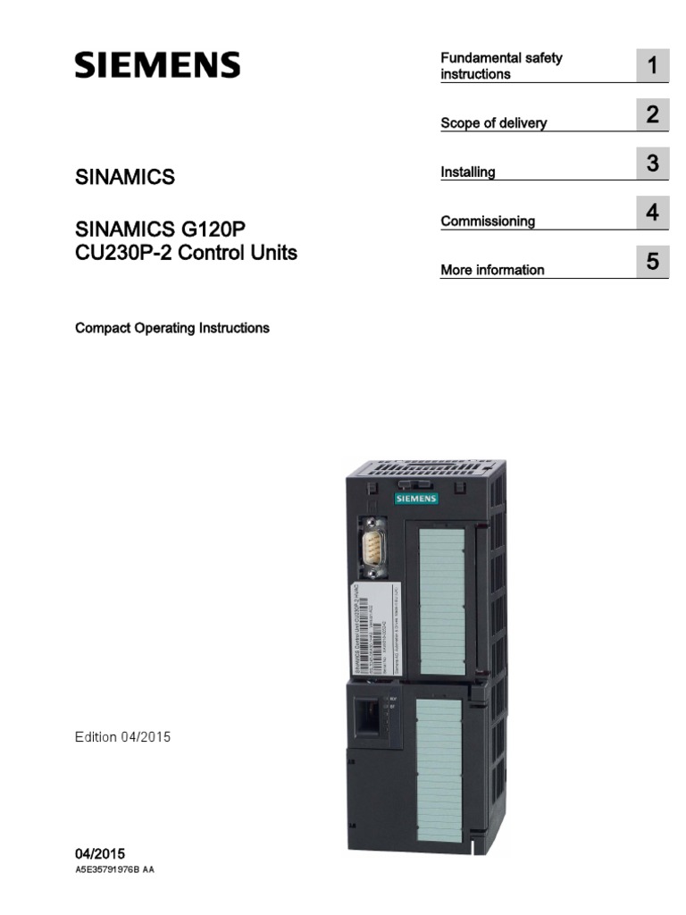 Sinamics Sinamics G120P CU230P-2 Control Units | PDF | Power Supply ...