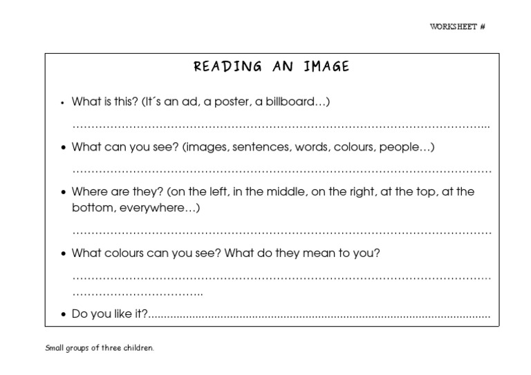 Image Analysis Worksheet for Kids | PDF