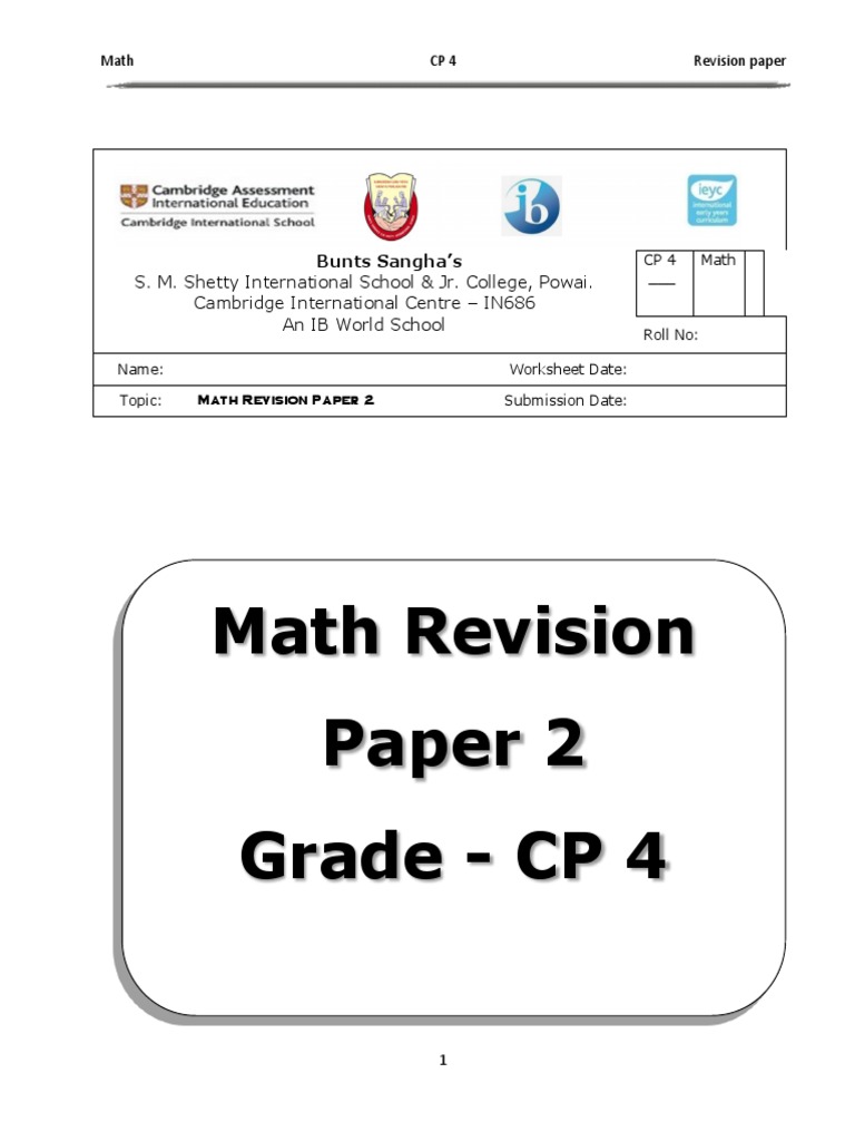 Math Revision Paper 2 Grade - CP 4 | PDF | Percentage | Mathematics