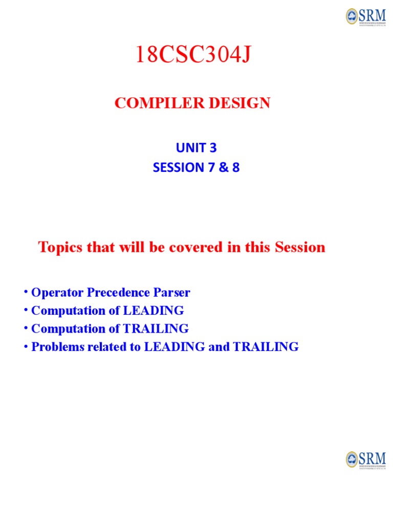 Unit 3 - Sessions 7 (B) - 8 | PDF | Parsing | Theoretical Computer Science