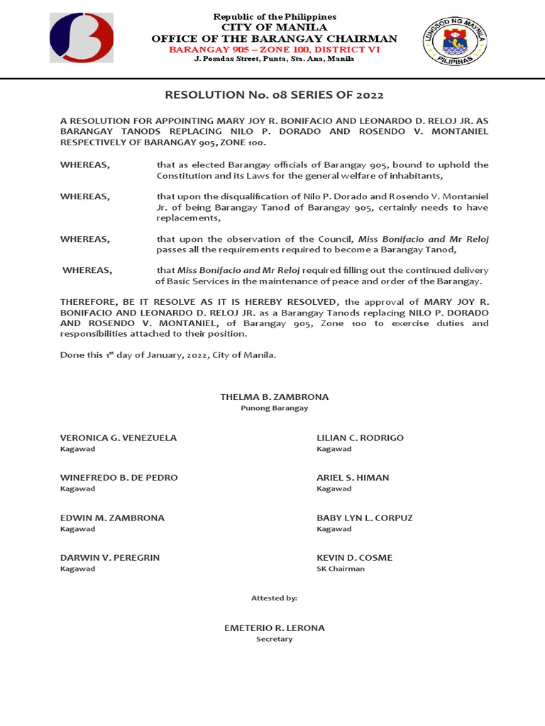 Appointment Tanod Reloj Bonifacio | Download Free PDF | Philippines