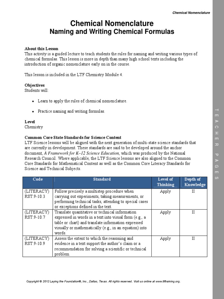 Chemical Nomenclature 1 | PDF | Chemical Compounds | Ion