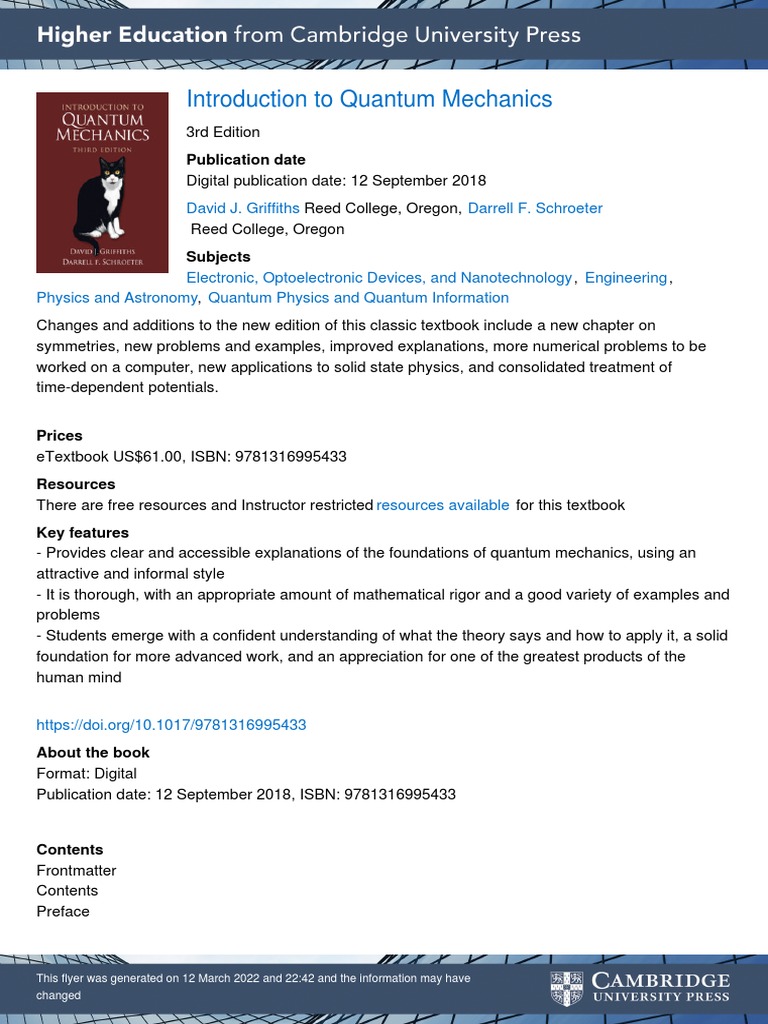 Introduction To Quantum Mechanics | PDF