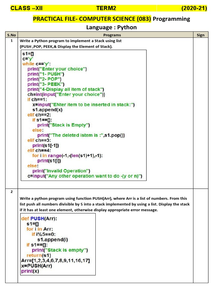 XII CS - Term2 - Practicals (2021-22) - Sol | PDF | Table (Database) | Subroutine