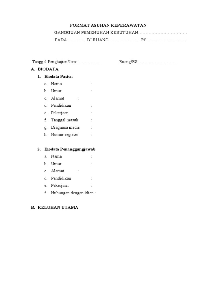 Format Asuhan Keperawatan KDP | PDF