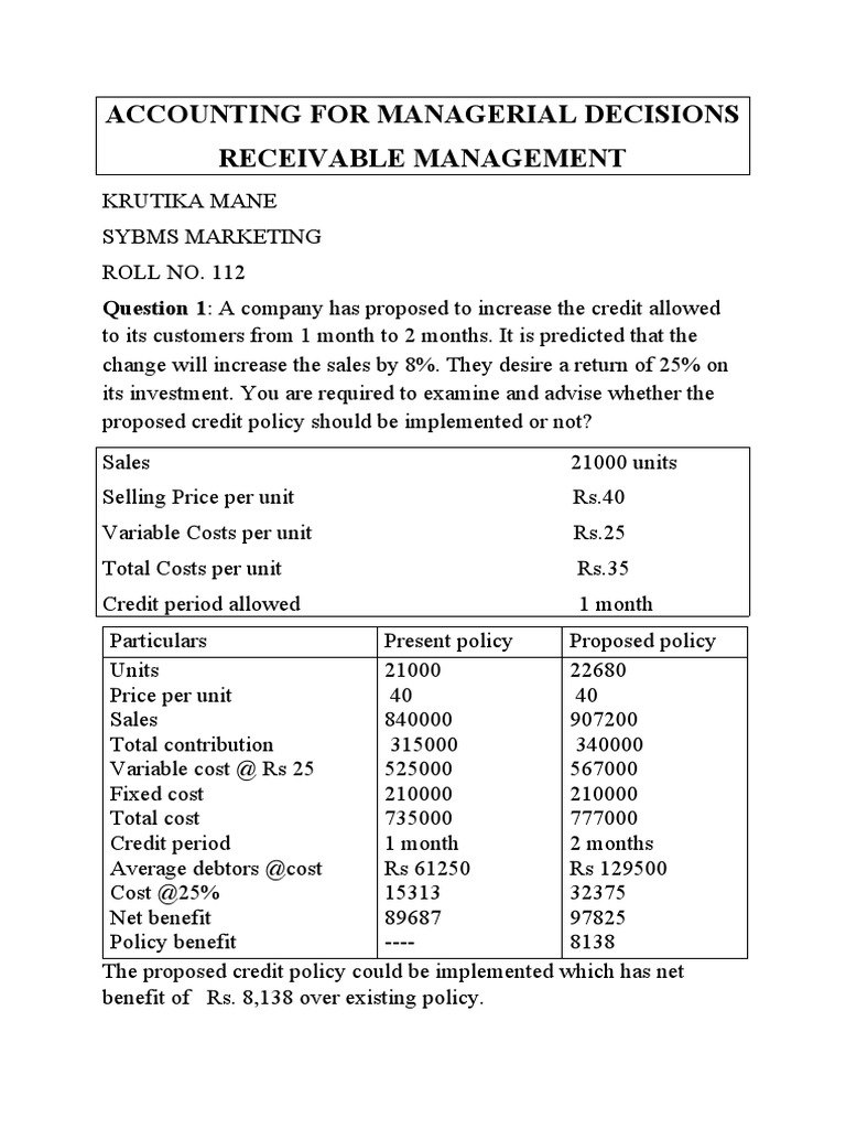 Accounting For Managerial Decisions | PDF | Investing | Credit