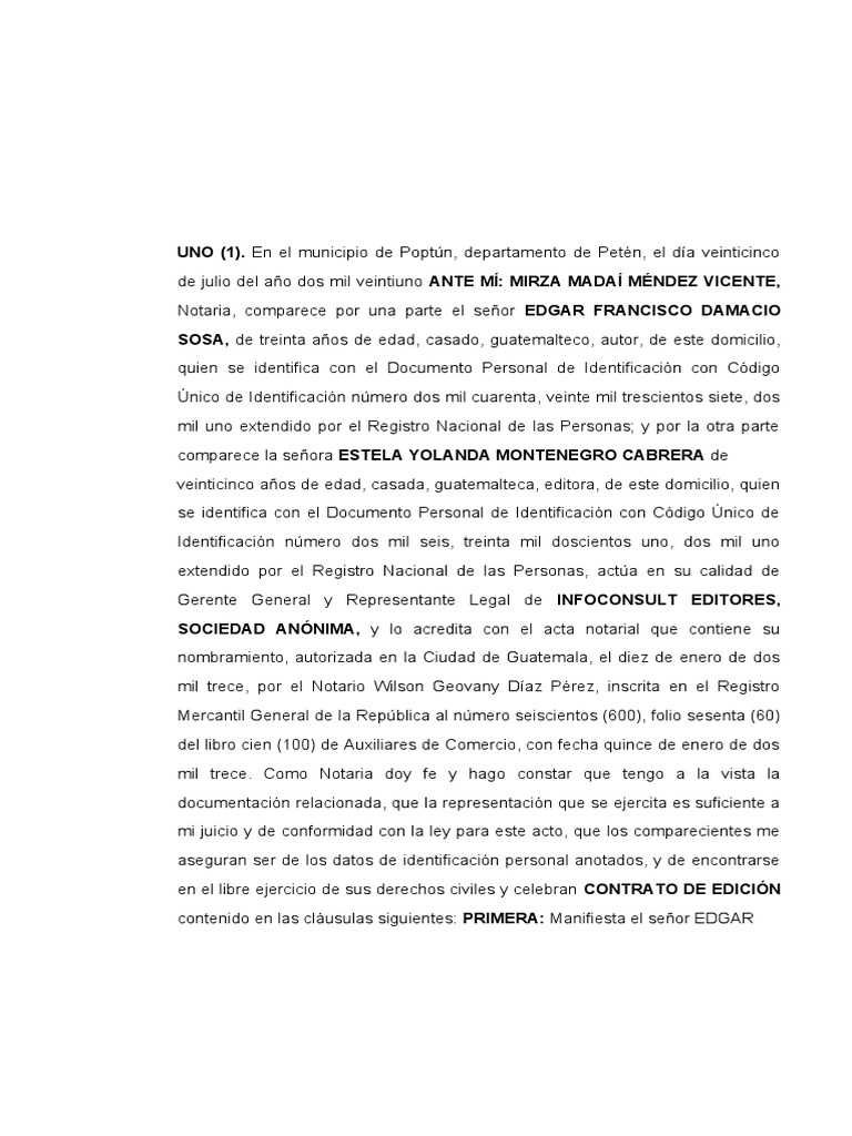 Contrato de Edición de "Momentos y Palabras" | PDF | Publicación | Libros