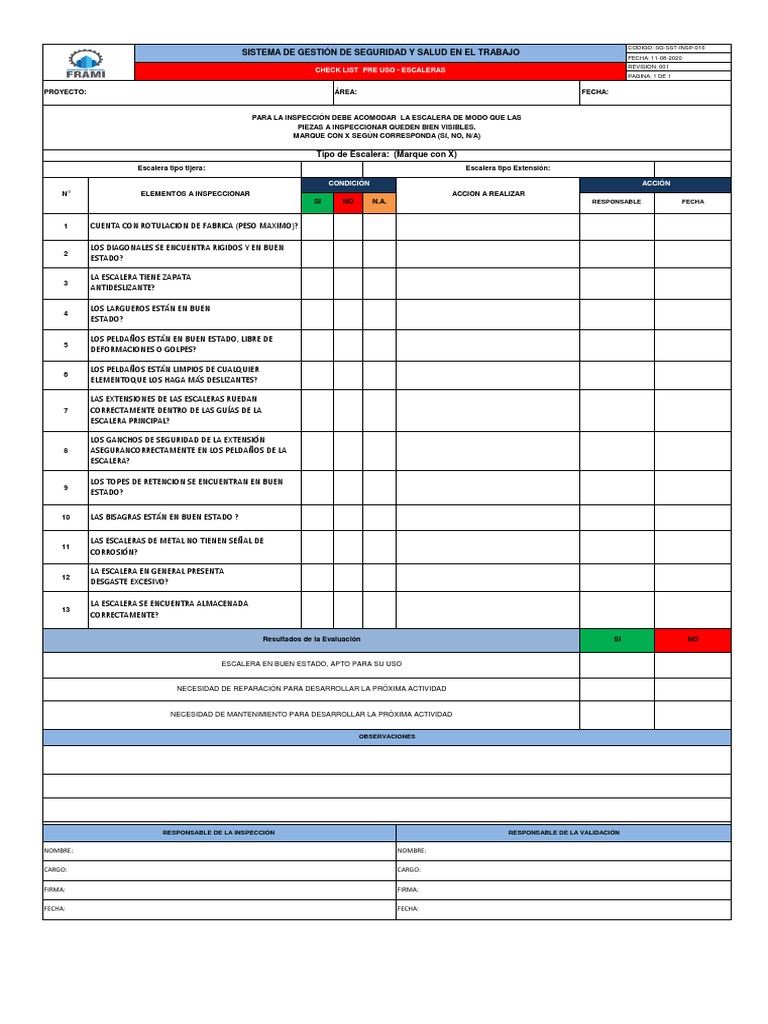 Check List de Escalera 1 (18124) | PDF
