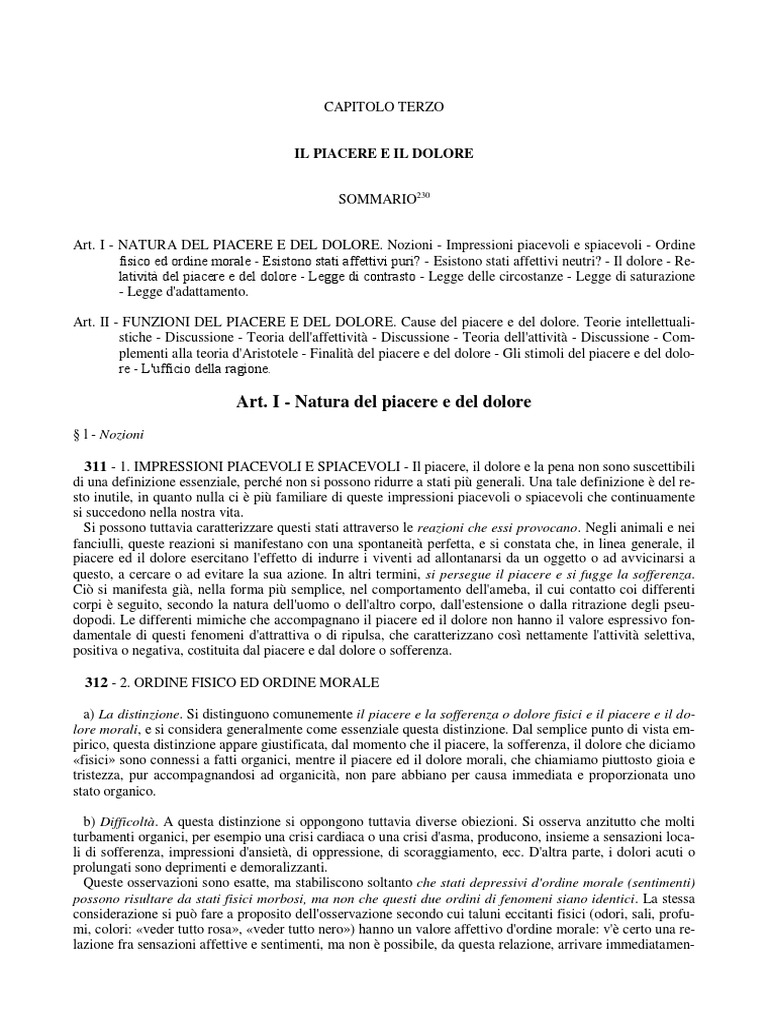 Il Piacere e Il Dolore | PDF