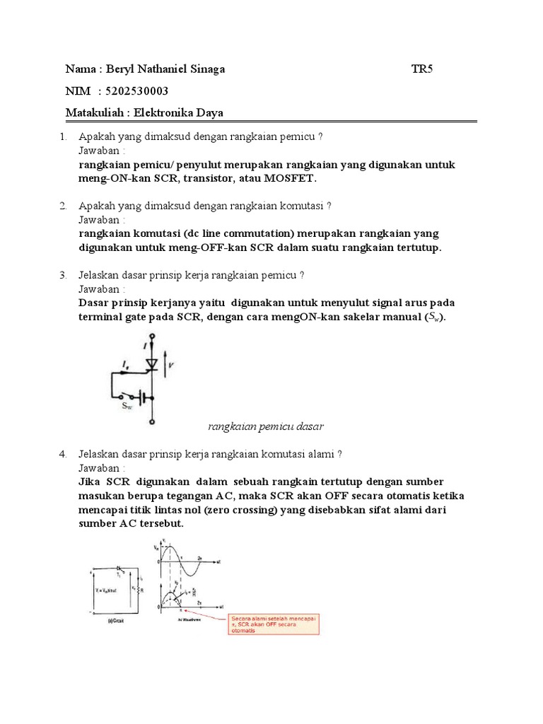 TR5 - Elektronika Daya - Beryl Nathaniel Sinaga - 5202530003 | PDF