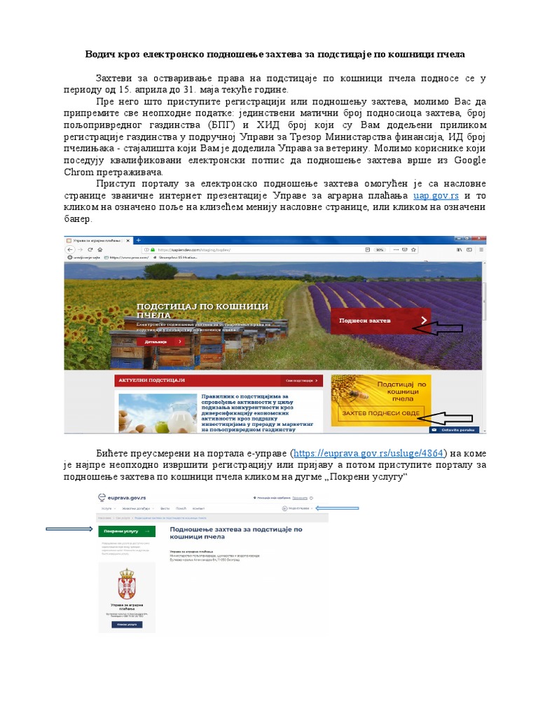 Uputstvo Za Podnosenje Zahteva Za Subveencije Po Košnici Pčela | PDF