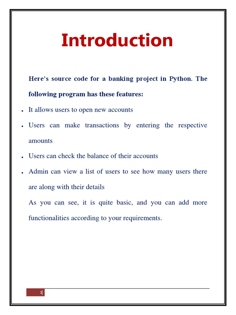 Python Banking Project Code | PDF | Software | Information Technology ...