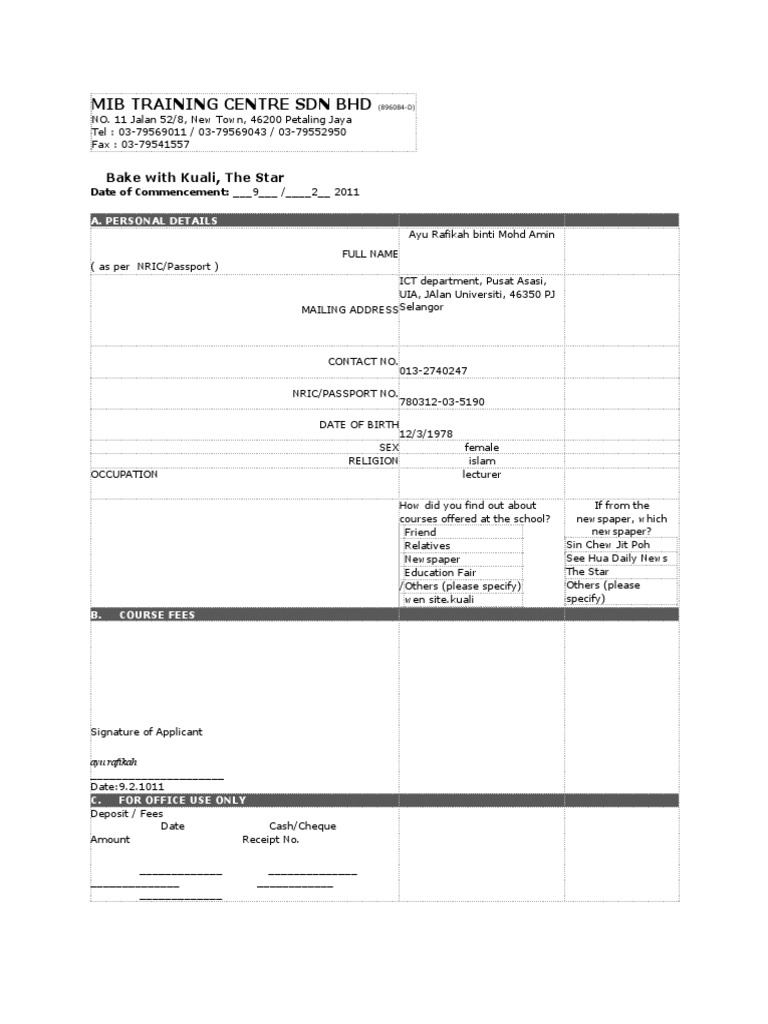 Mib Training Centre SDN BHD | PDF