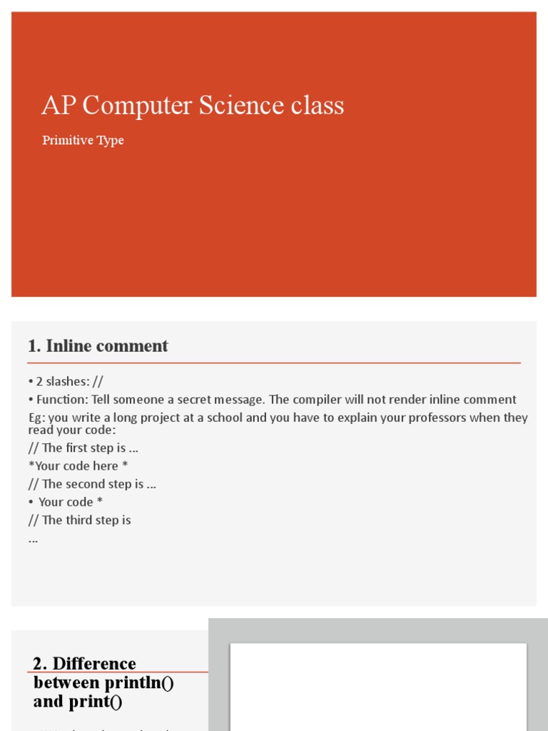 Ap Computer Science Class Primitive Type Pdf Integer Computer Science Data Type