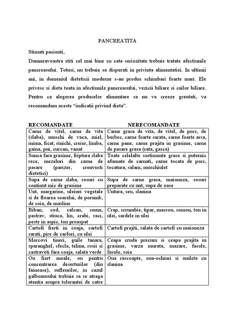 Regim Pancreatita | PDF