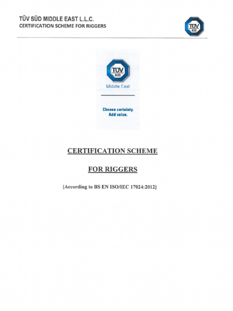 Certification Scheme of Safe Operation of Riggers | PDF