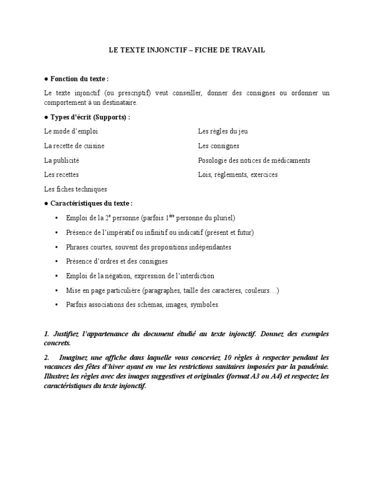 Le Texte Injonctif | PDF