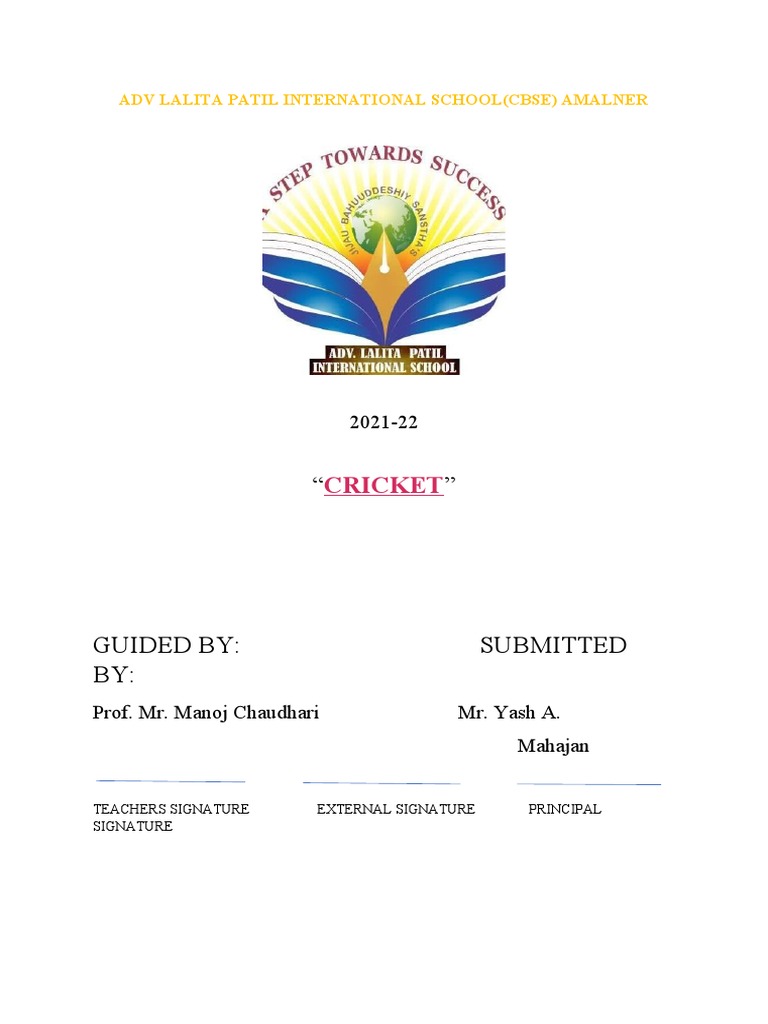 Physical Education Project | PDF | Cricket | Bowling (Cricket)