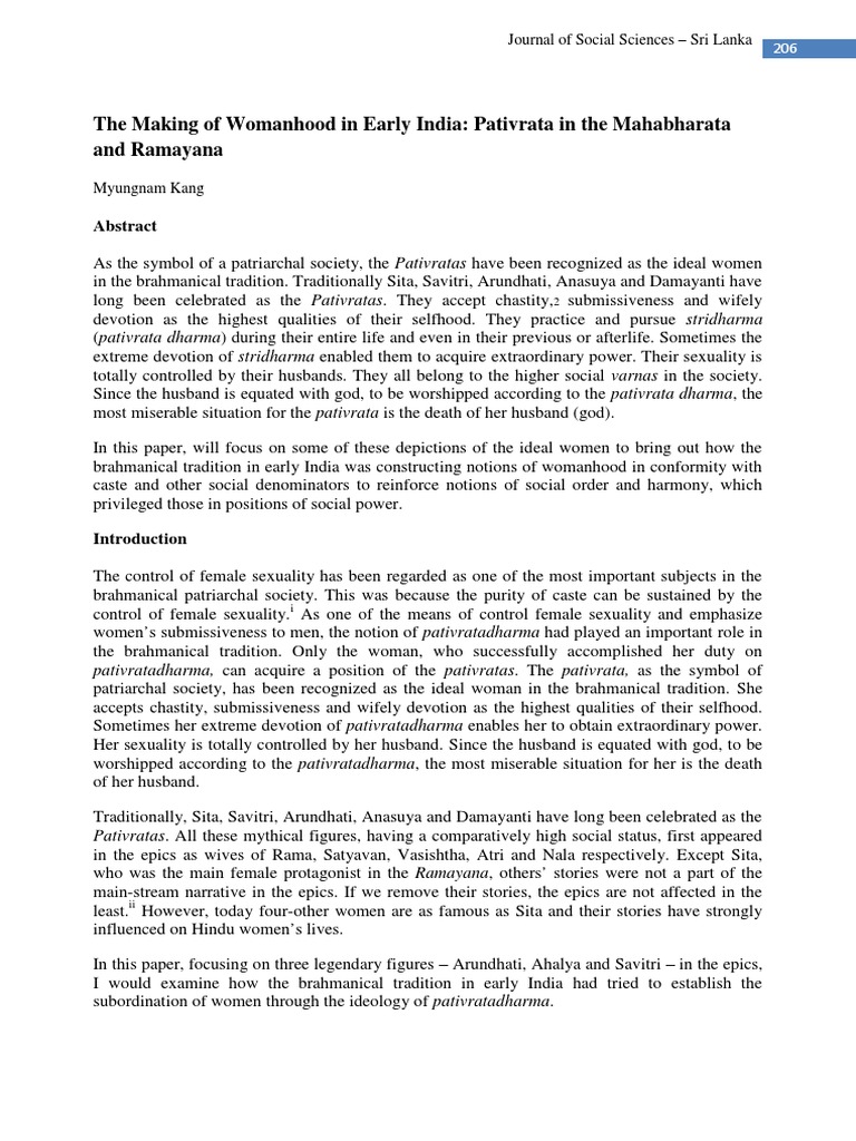 The Making of Womanhood in Early India: Pativrata in The Mahabharata ...
