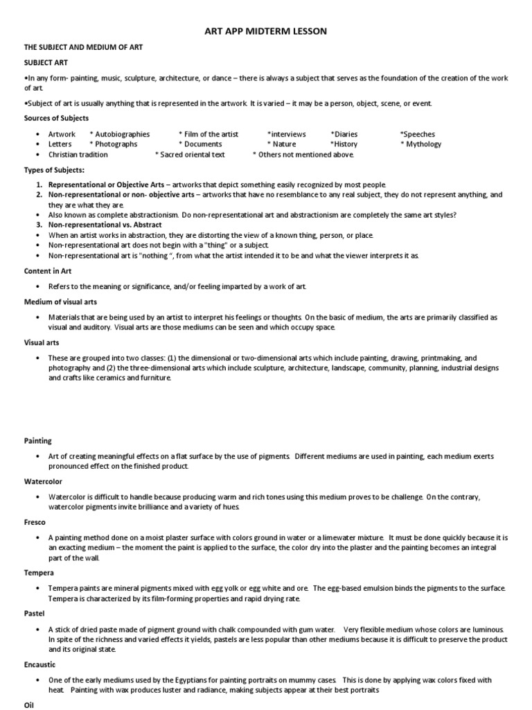Art App Midterm Lesson 1 | PDF | Paintings | Color