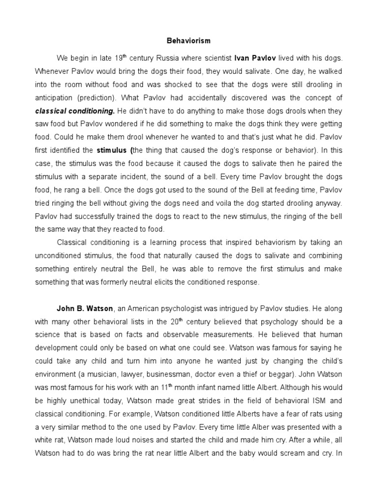 Behaviorism Pavlov Watson and Skinner | PDF