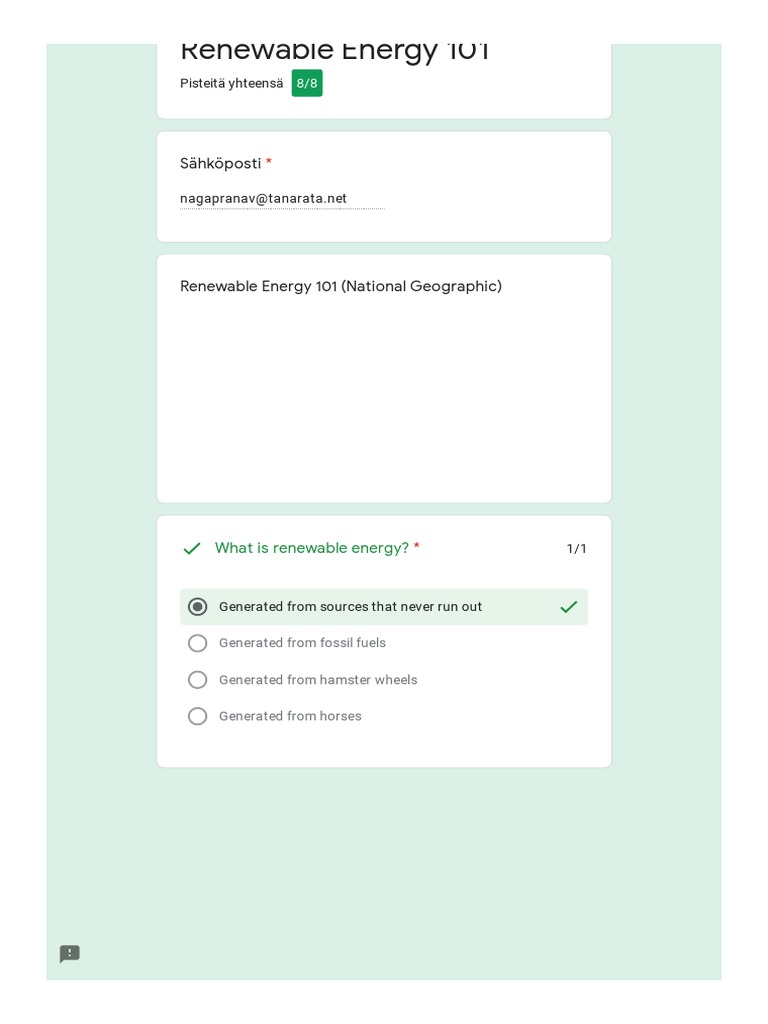 Renewable Energy 101 - Answers - Pranav Y9 | PDF | Wellness | Science ...