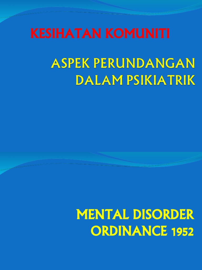 Mental Disorder Ordinance 1952 | PDF | Pengembangan Diri