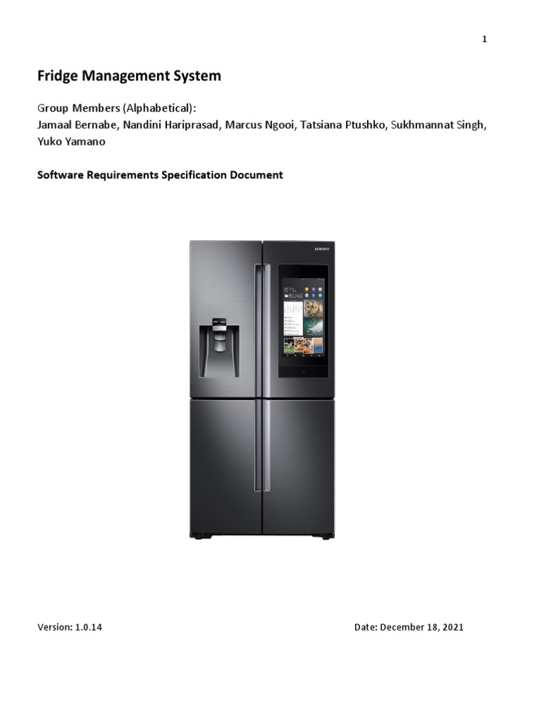 Fridge Management System Requirements | PDF | Use Case | Software Testing