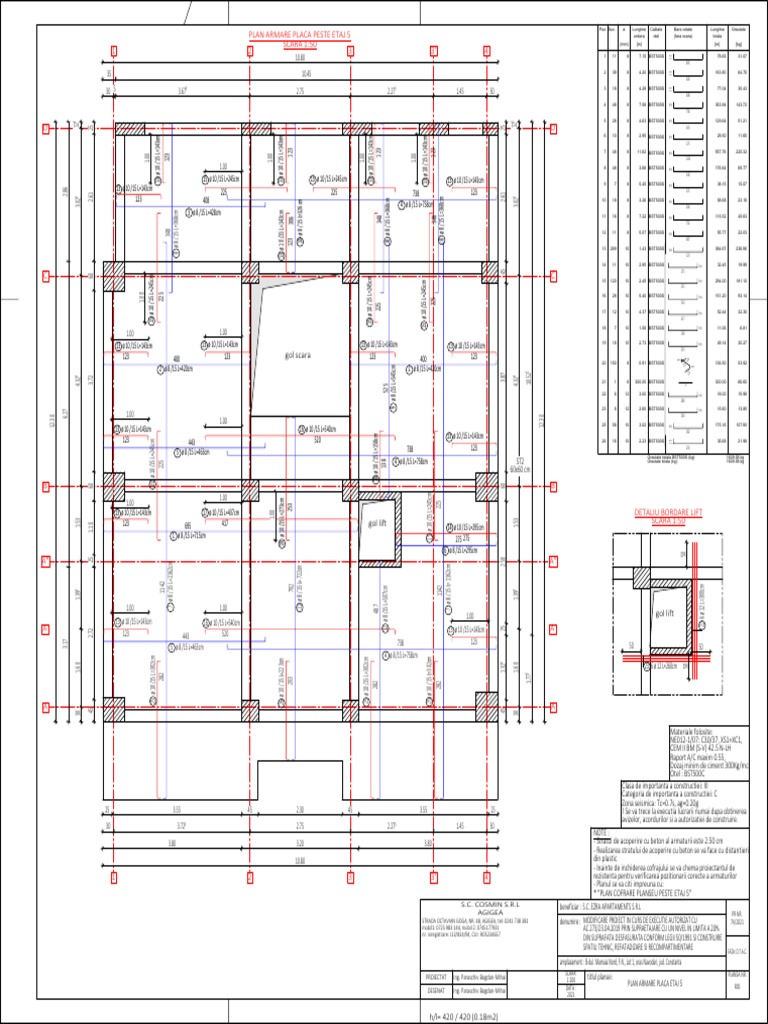 R05 - Plan Armare Placa Peste Etaj 5 - 420X420 - 5 | PDF