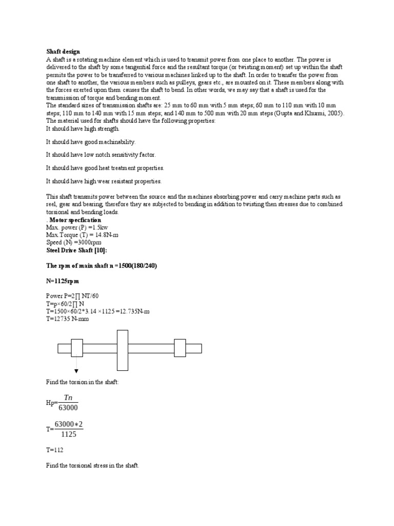 Shaft Design | PDF | Transmission (Mechanics) | Bending