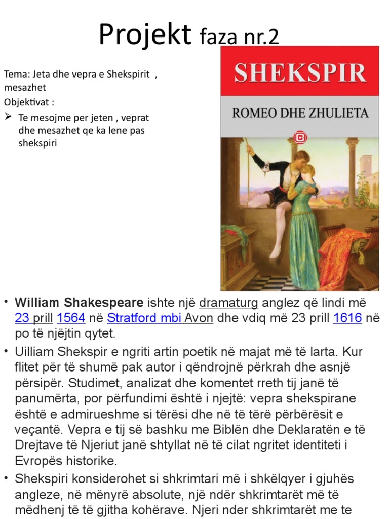 Jeta Dhe Vepra e Shekspirit | PDF
