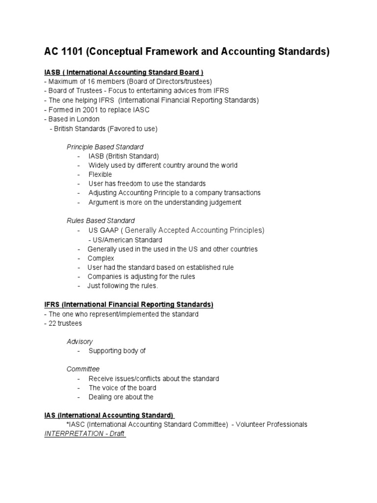 Conceptual Framework and Accounting Standards | PDF | International ...