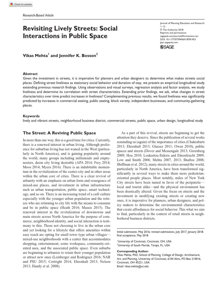 Revisiting Lively Streets: Social Interactions in Public Space | PDF ...