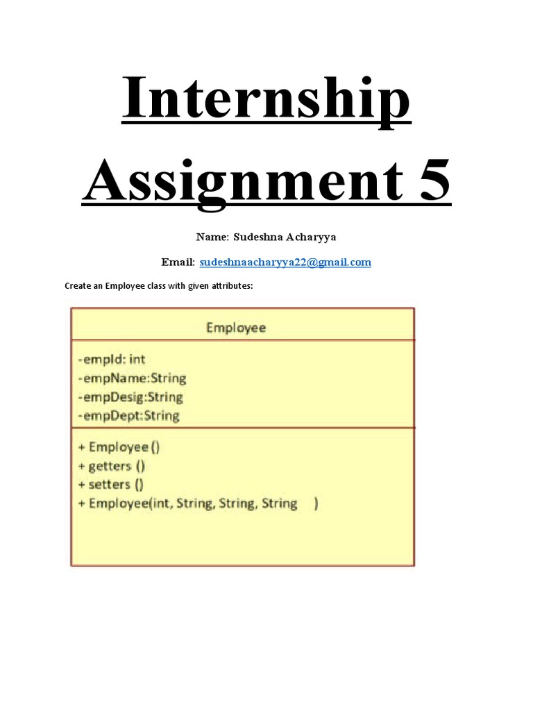Internship Assignment 5: Name: Sudeshna Acharyya Email | PDF | Method ...