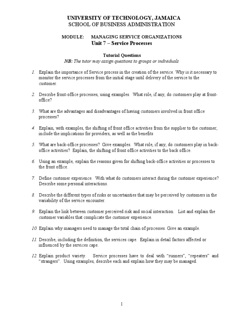 Mso Tutorial Sheet 7 - Student | PDF | Risk | Customer Experience