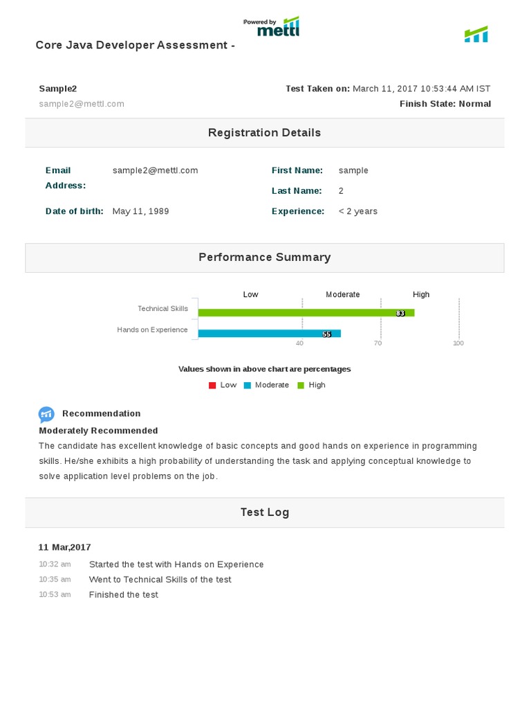 Core Java Developer Assessment Results | PDF
