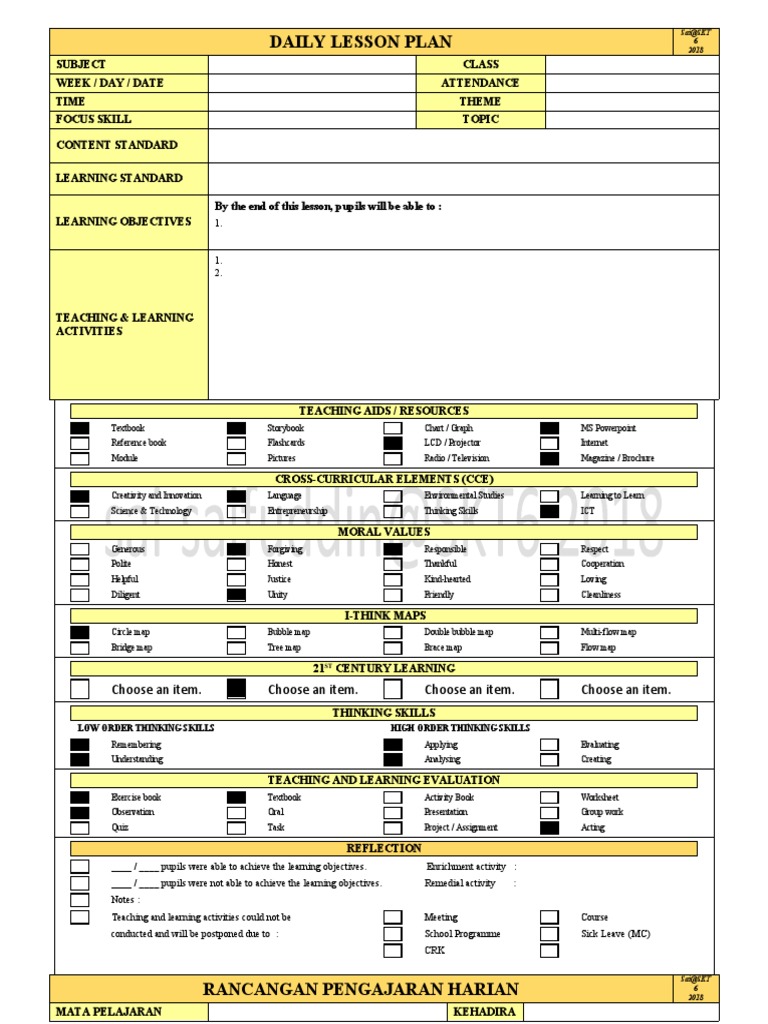 Template RPH English | PDF