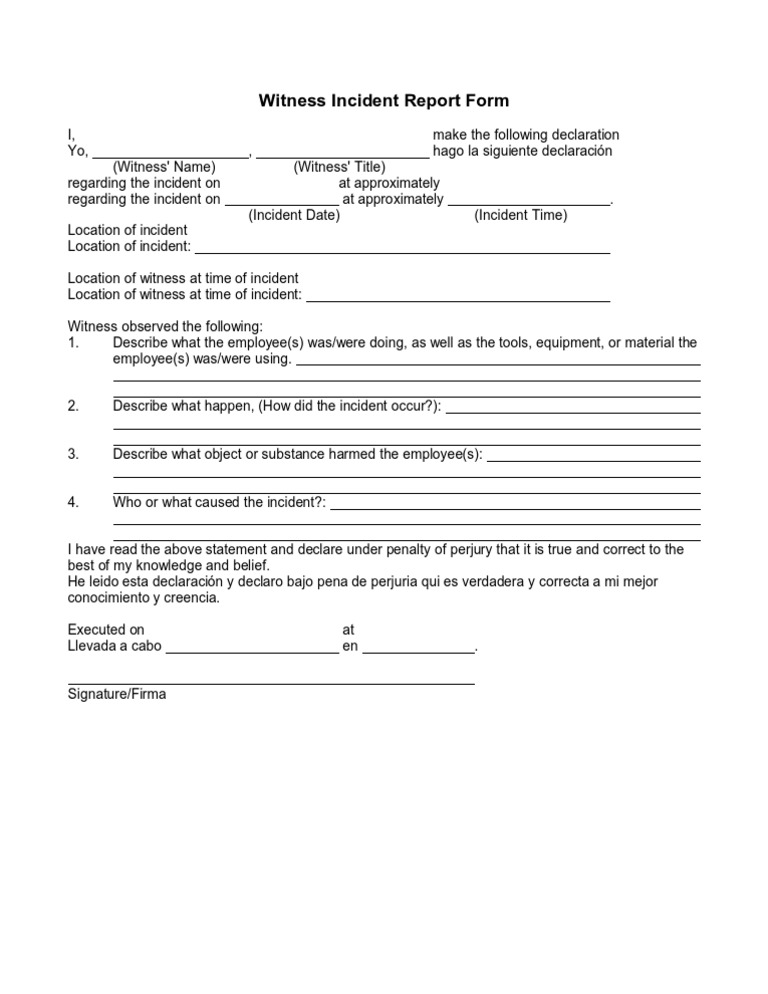 Witness Incident Report Form | PDF