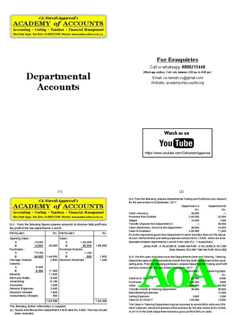 06 Departmental Accounts | PDF | Net Income | Expense