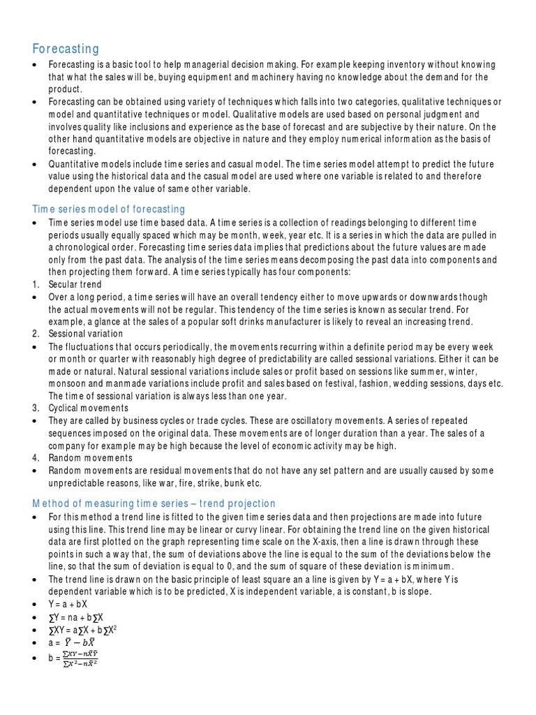 Unit - 5 Forecasting | PDF