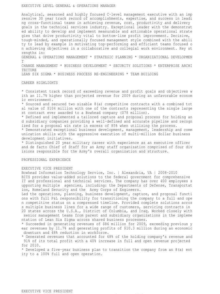 VP of Operations: Leadership Overview | PDF | Business Process | United ...