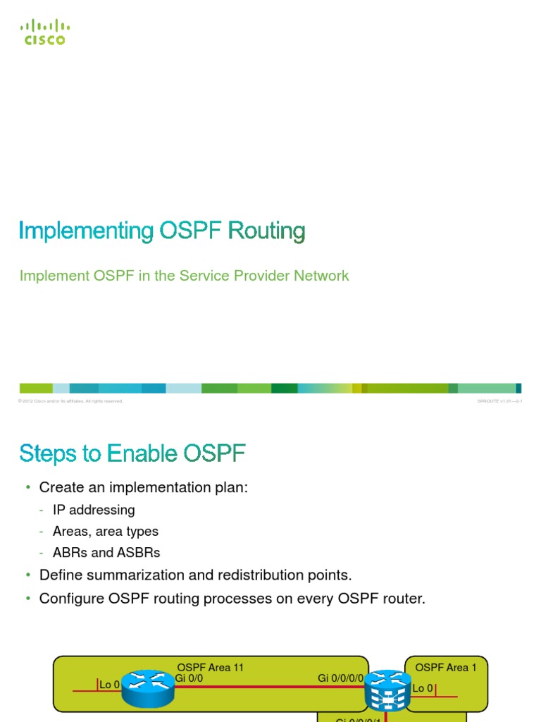 2. Implementing OSPF Routing | PDF | Router (Computing) | Data Transmission